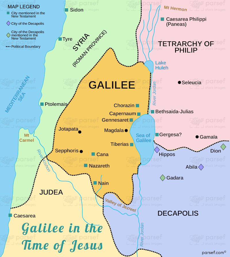 Galilee in the Time of Jesus Map | Bible History Maps