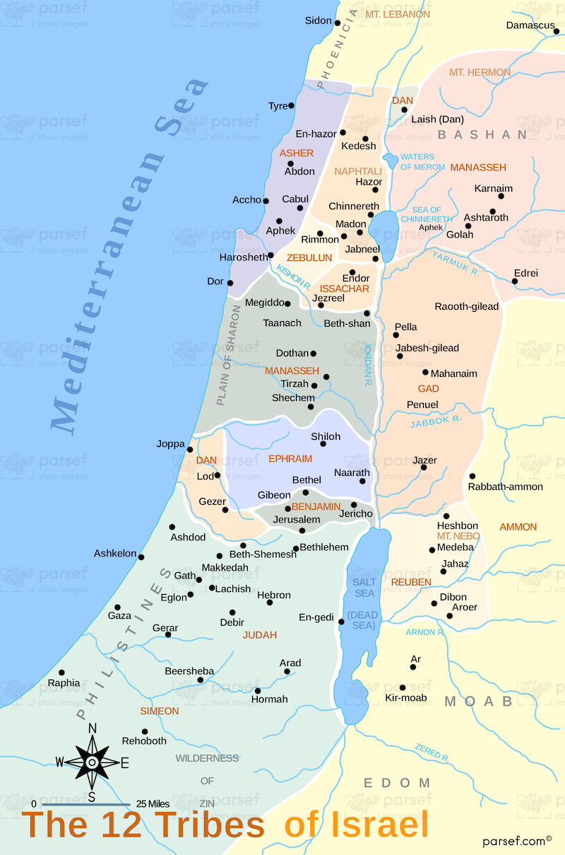 Twelve Tribes of Israel Map | Bible History Maps