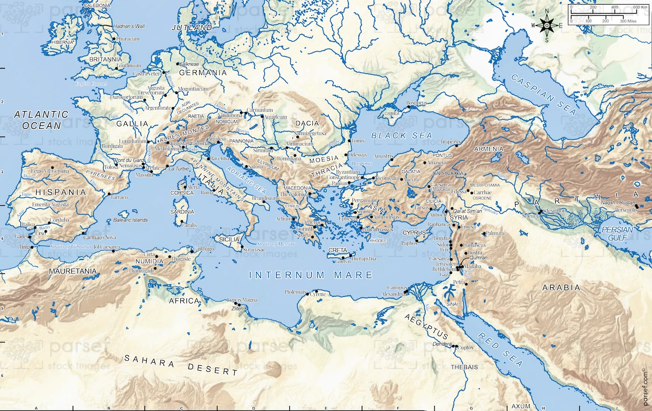 The Extent Of The Ancient Mediterranean World Map | Bible History Maps