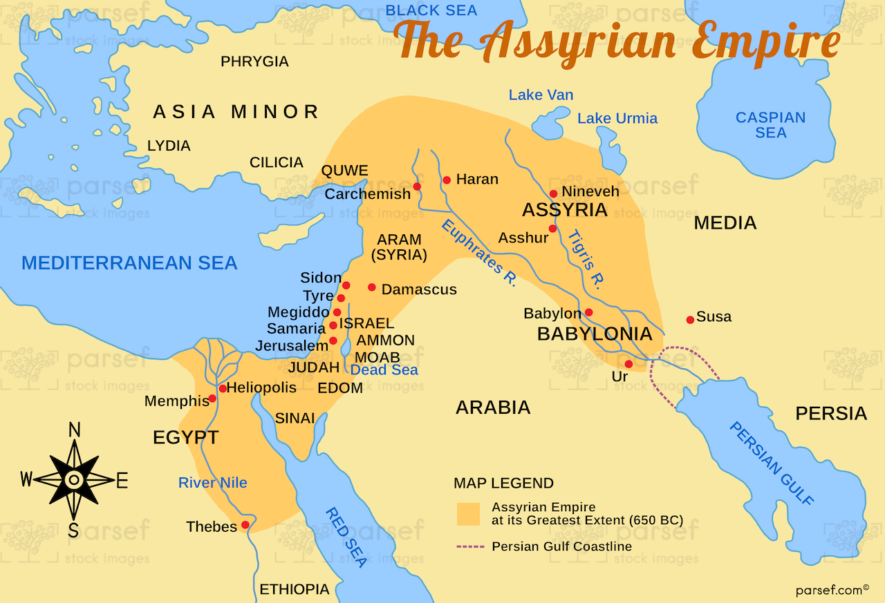 Assyrian Empire Map | Bible History Maps