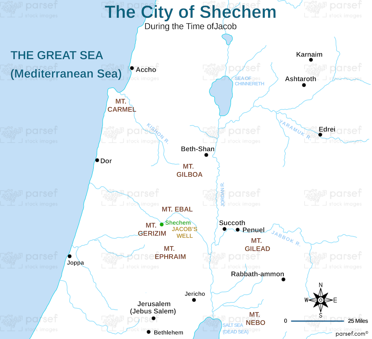 Genesis City of Shechem Map | Bible History Maps