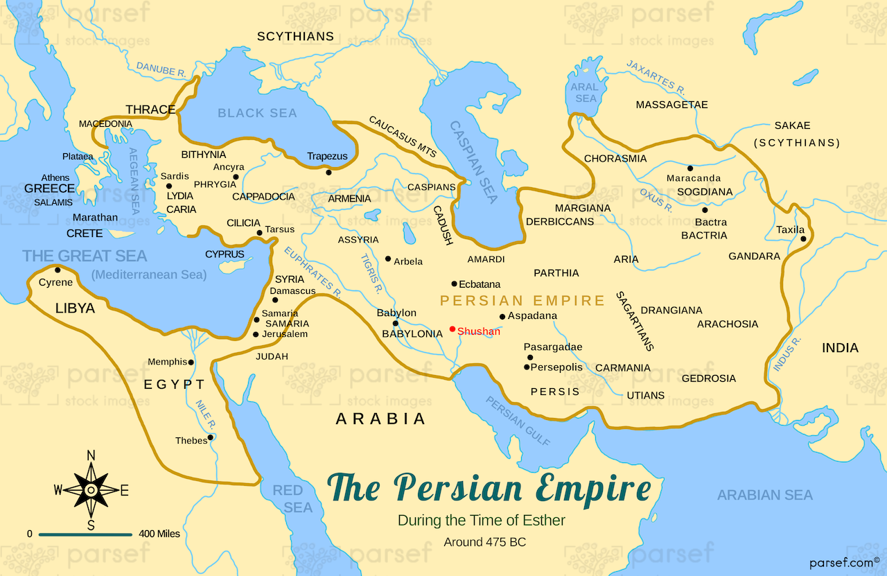 Persian Empire around 475 BC Map | Bible History Maps