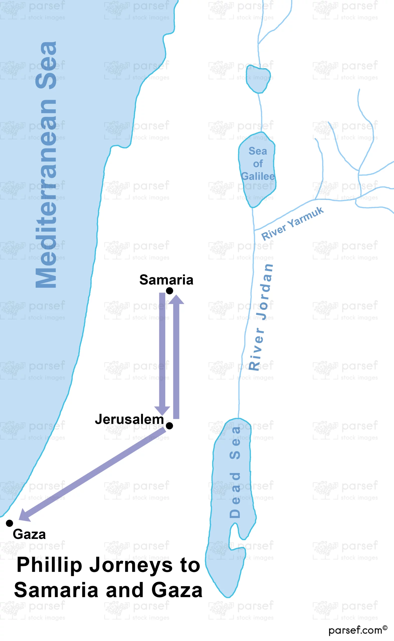 Acts Phillip Samaria Gaza Map | Bible History Maps