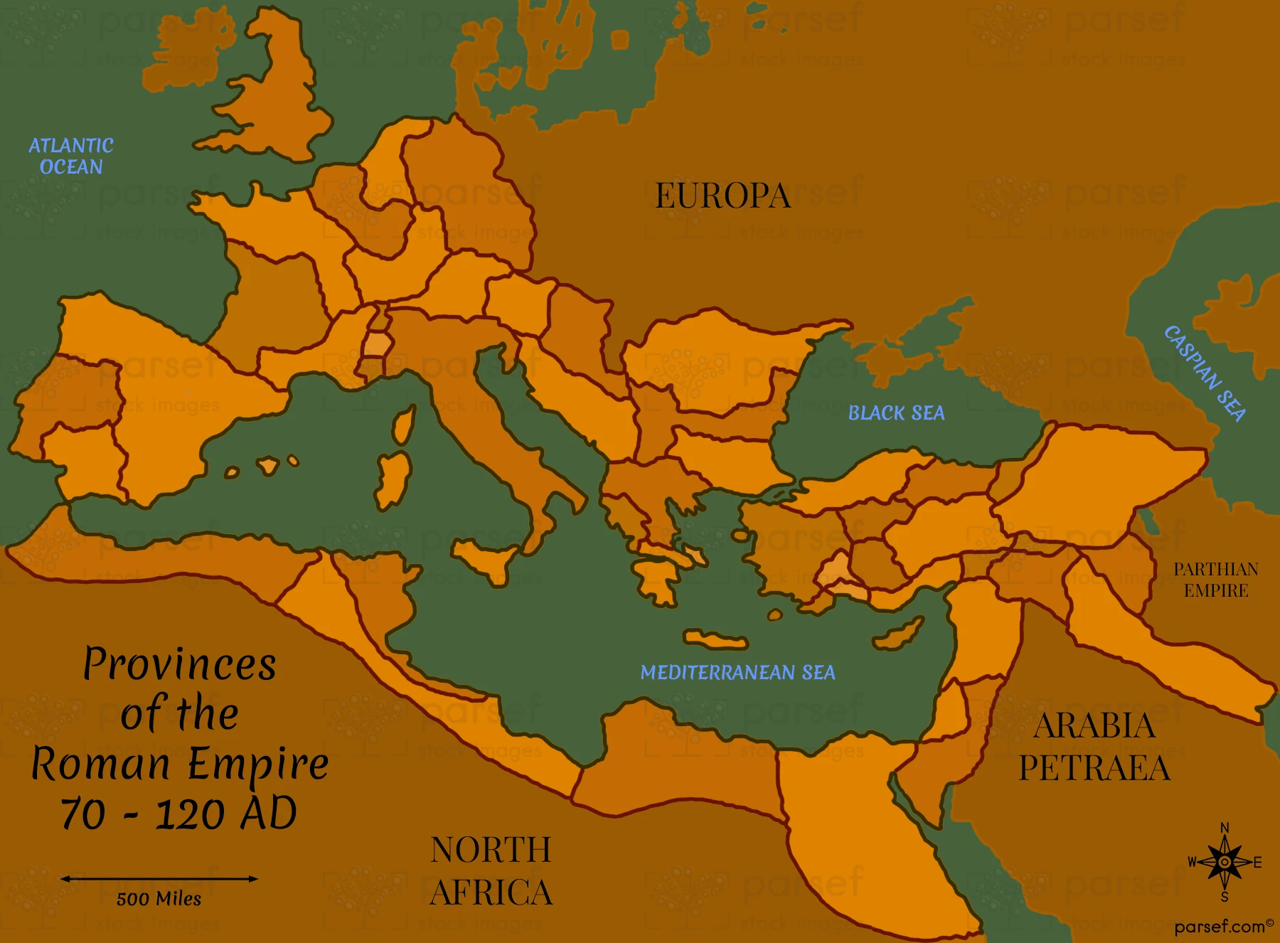 Provinces of the Roman Empire 70 – 120 AD Map | Bible History Maps